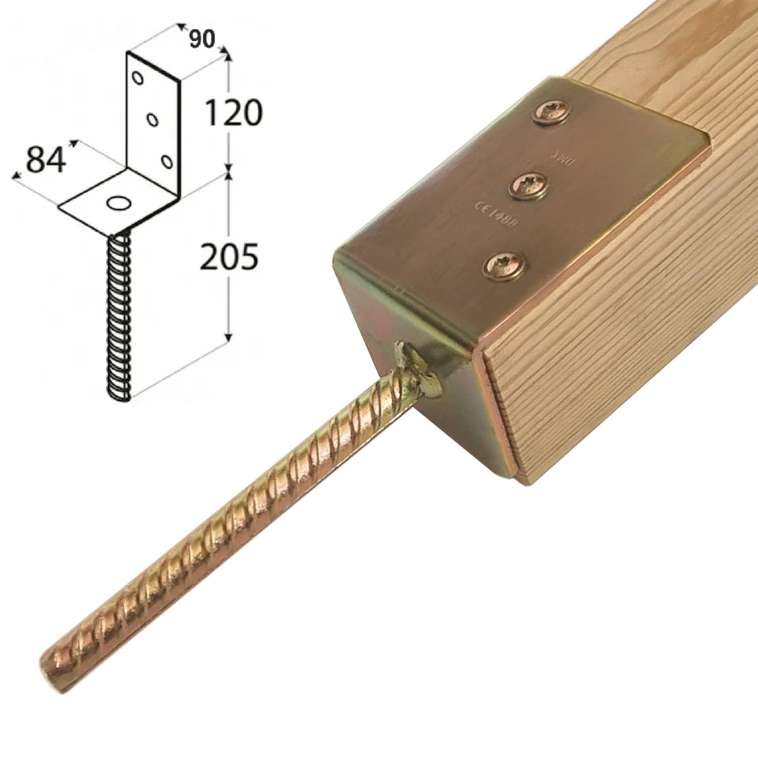 Heavy Duty Yellow Galvanised L Shape Concrete in Pergola Post Support ...