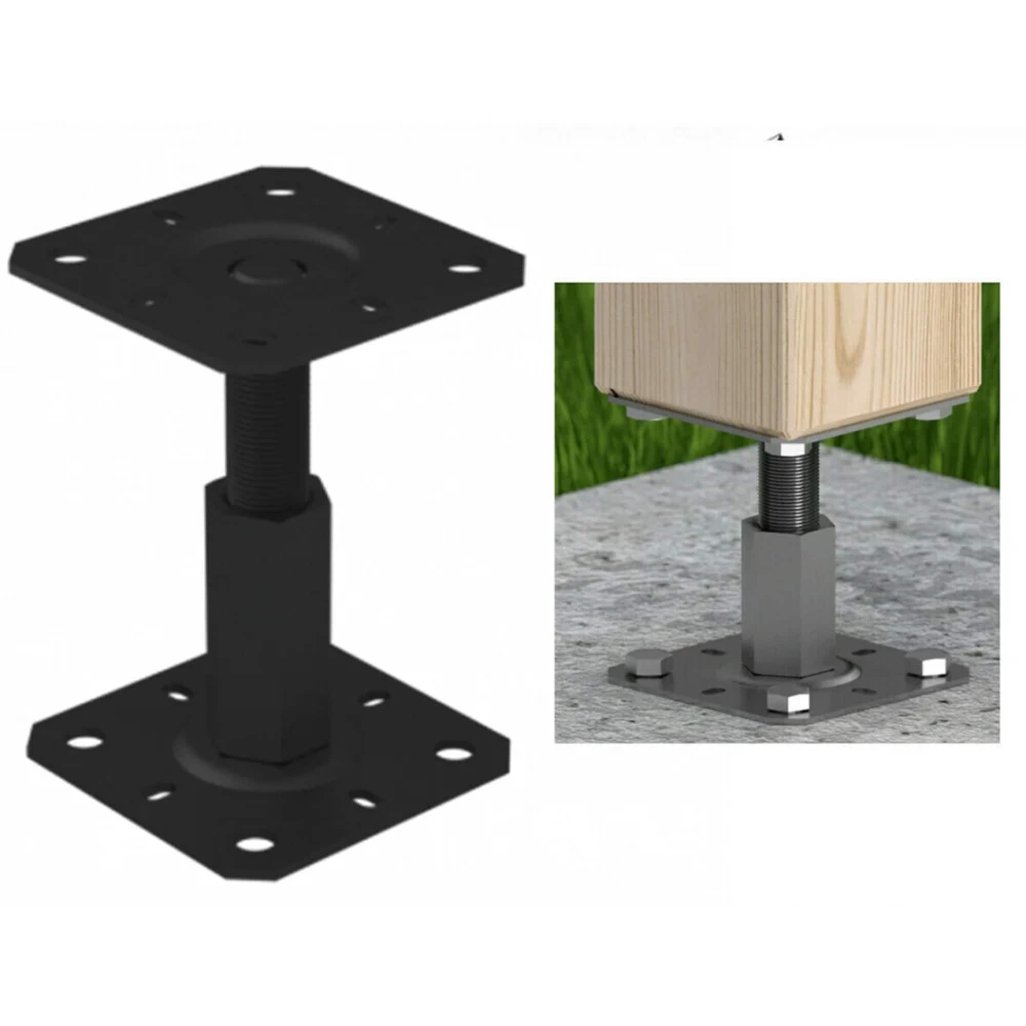 Black Height Adjustable Bolt Down Post Support Support | Adjustable ...