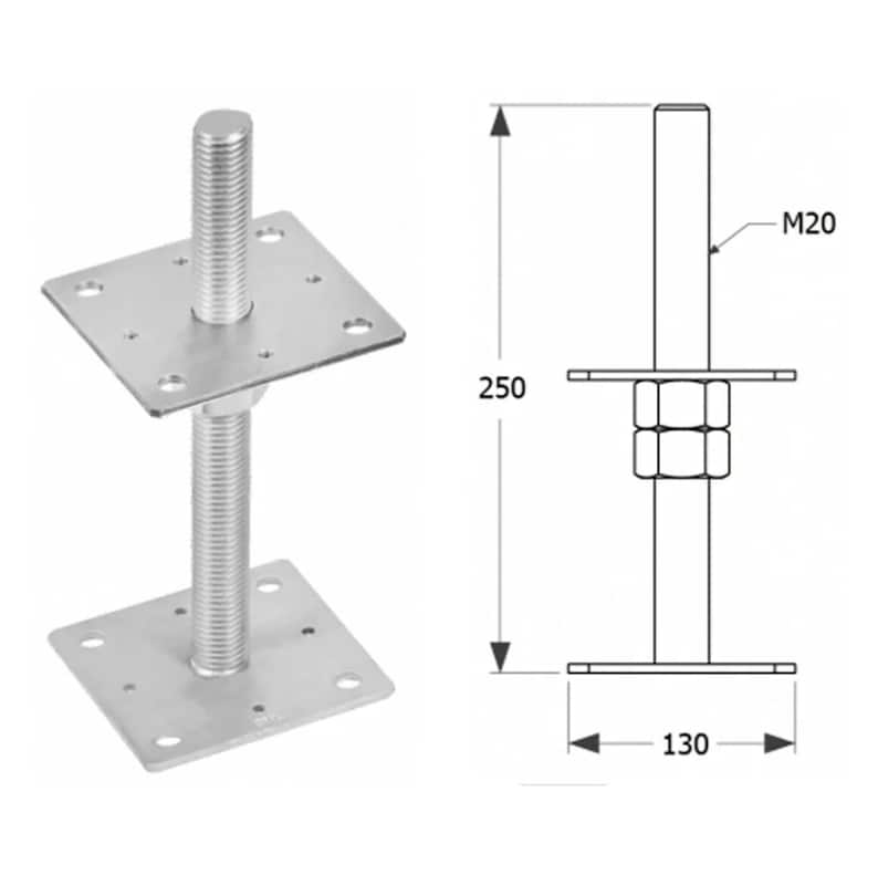 Heavy Duty Galvanised Height Adjustable Pergola Post Support ...