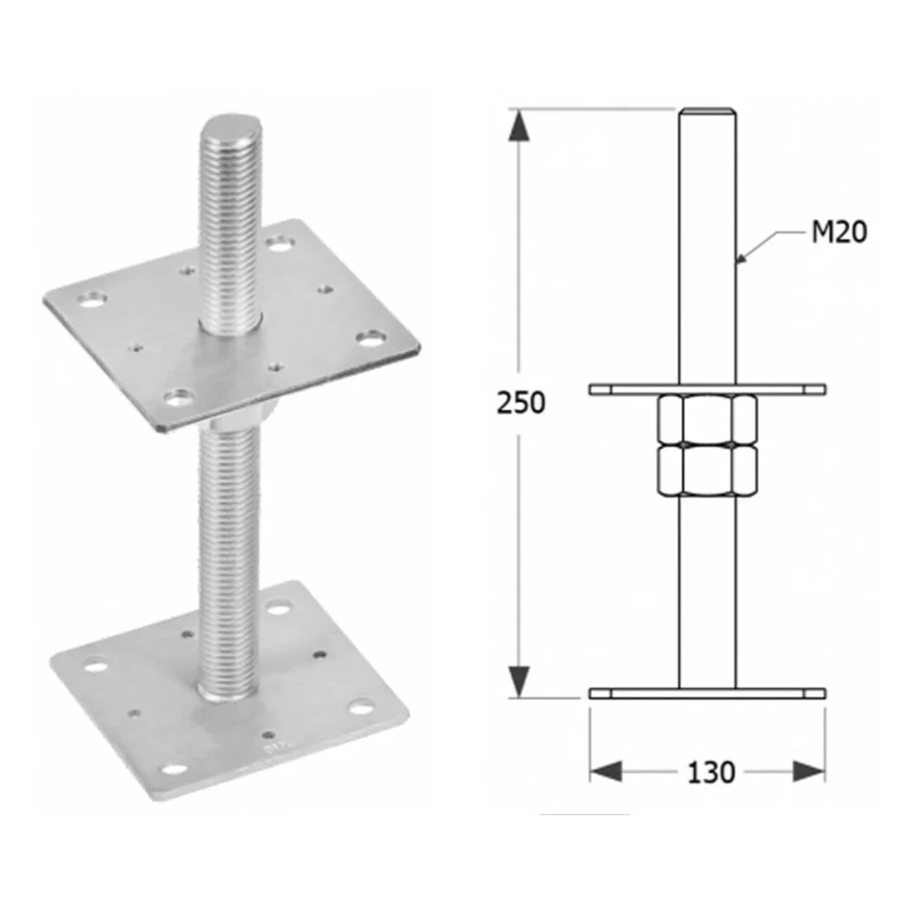 Heavy Duty Galvanised Height Adjustable Pergola Post Support ...