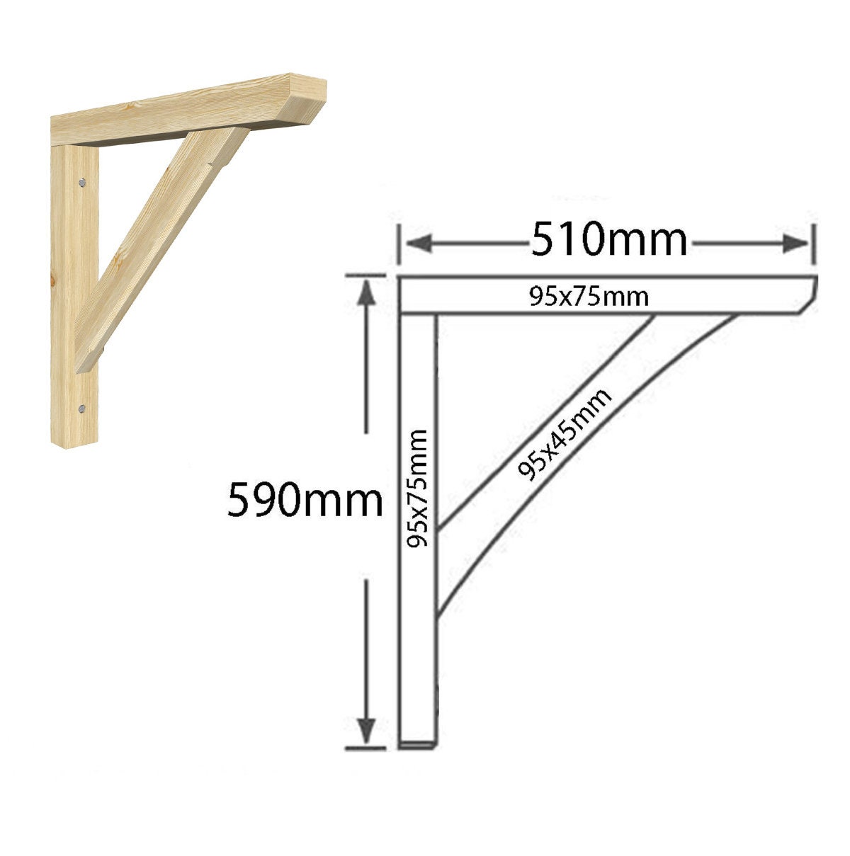 Single Premium Heavy Duty ELITE Timber Wooden Porch Gallows Brackets ...