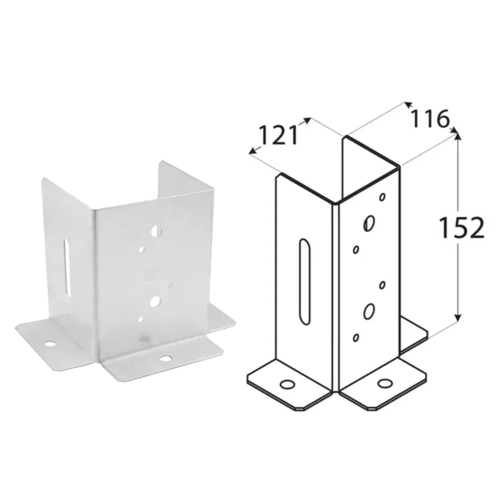 Galvanised Three Way Bolt Down Pergola Post Support Post Anchor Pergola ...