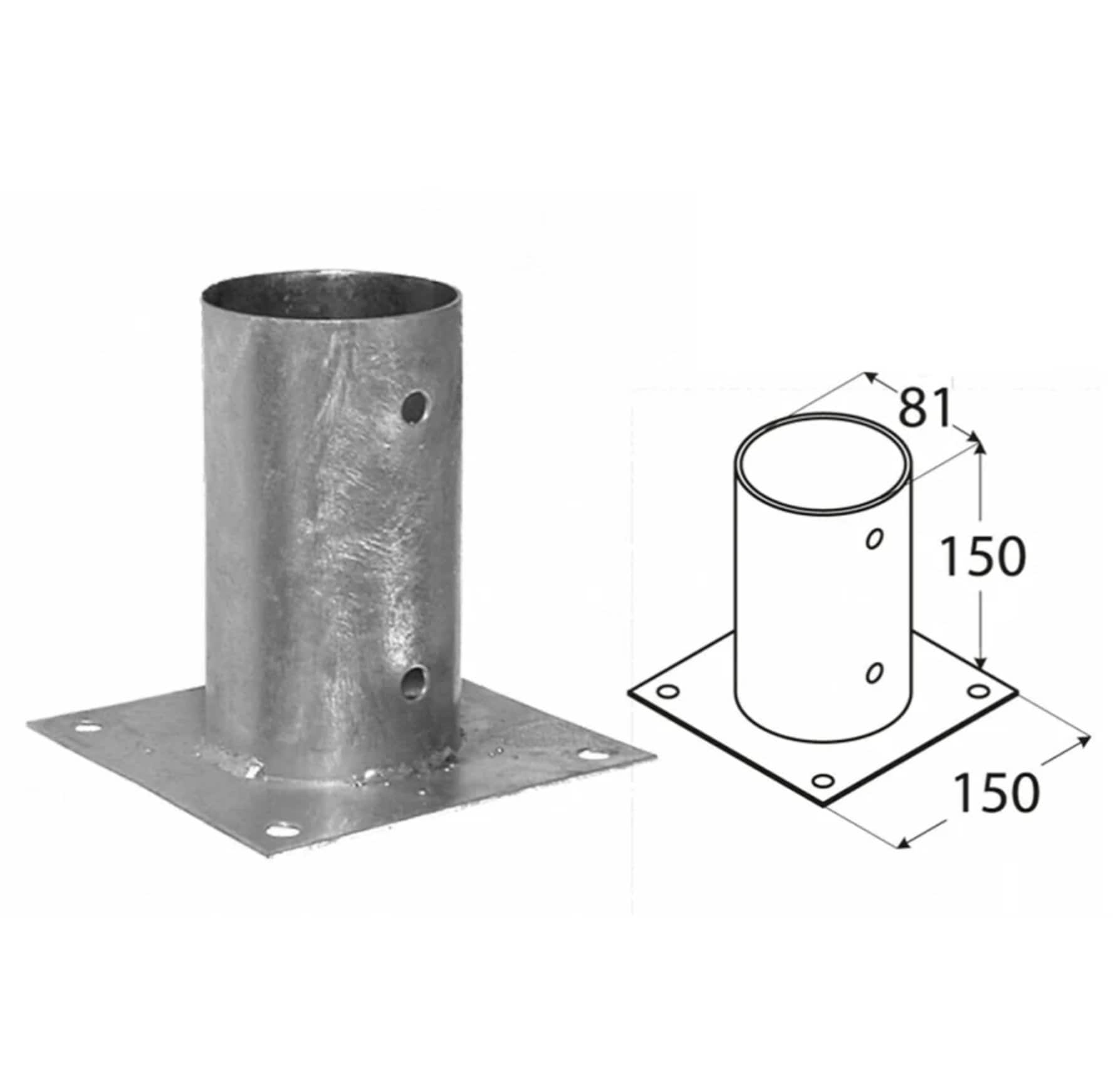 Circular Galvanised Bolt Down Post Support for Round Posts - Etsy