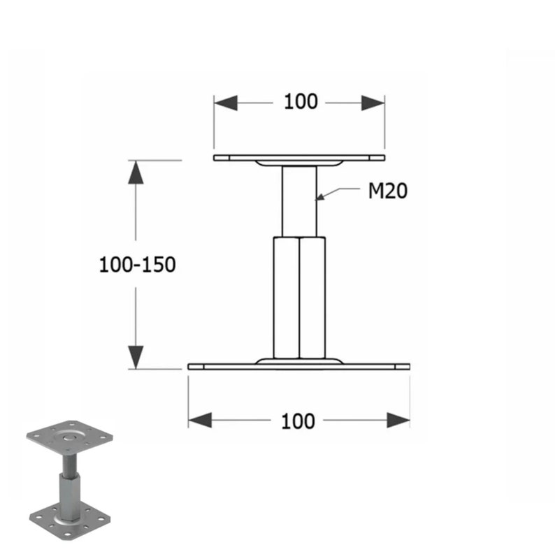 Galvanised Silver Height Adjustable Pergola Post Support Pergola ...
