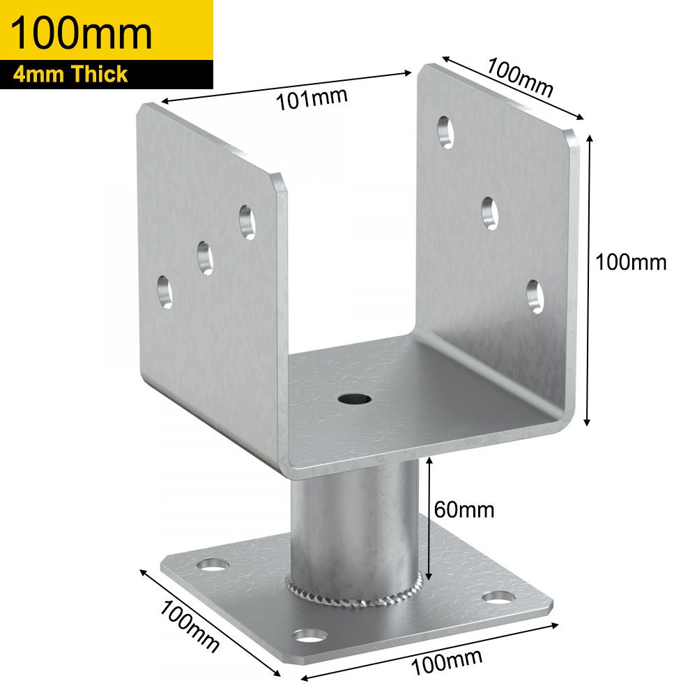 Heavy Duty Galvanised Elevated Bolt Down Pergola Post Support | Post ...