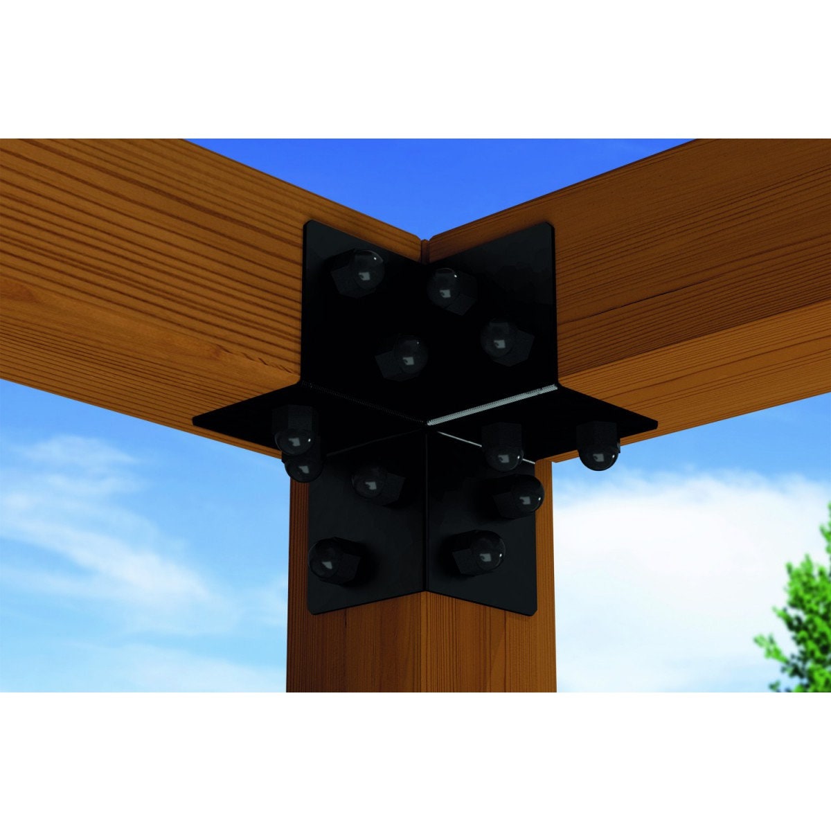 Black Decorative Pergola Bracket Three Way Corner Connector | Pergola ...