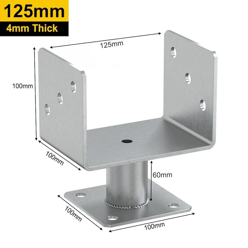 Heavy Duty Galvanised Elevated Bolt Down Pergola Post Support | Post ...