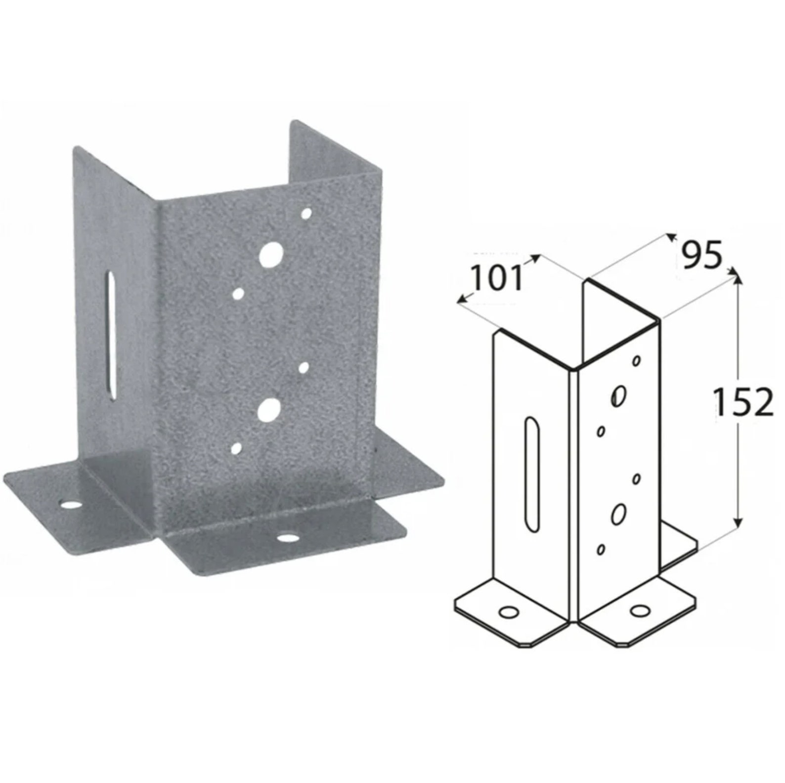 Galvanised Three Way Bolt Down Pergola Post Support Post Anchor Pergola ...