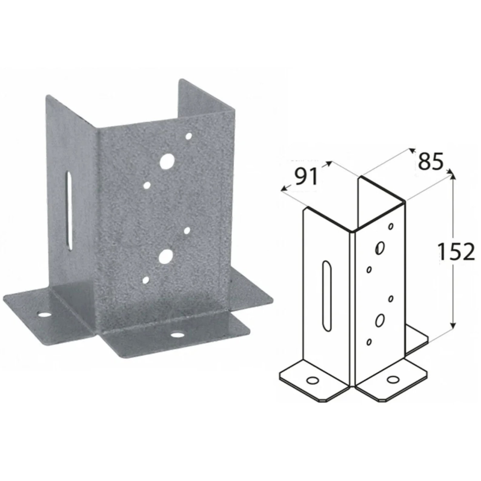 Galvanised Three Way Bolt Down Pergola Post Support Post Anchor Pergola ...