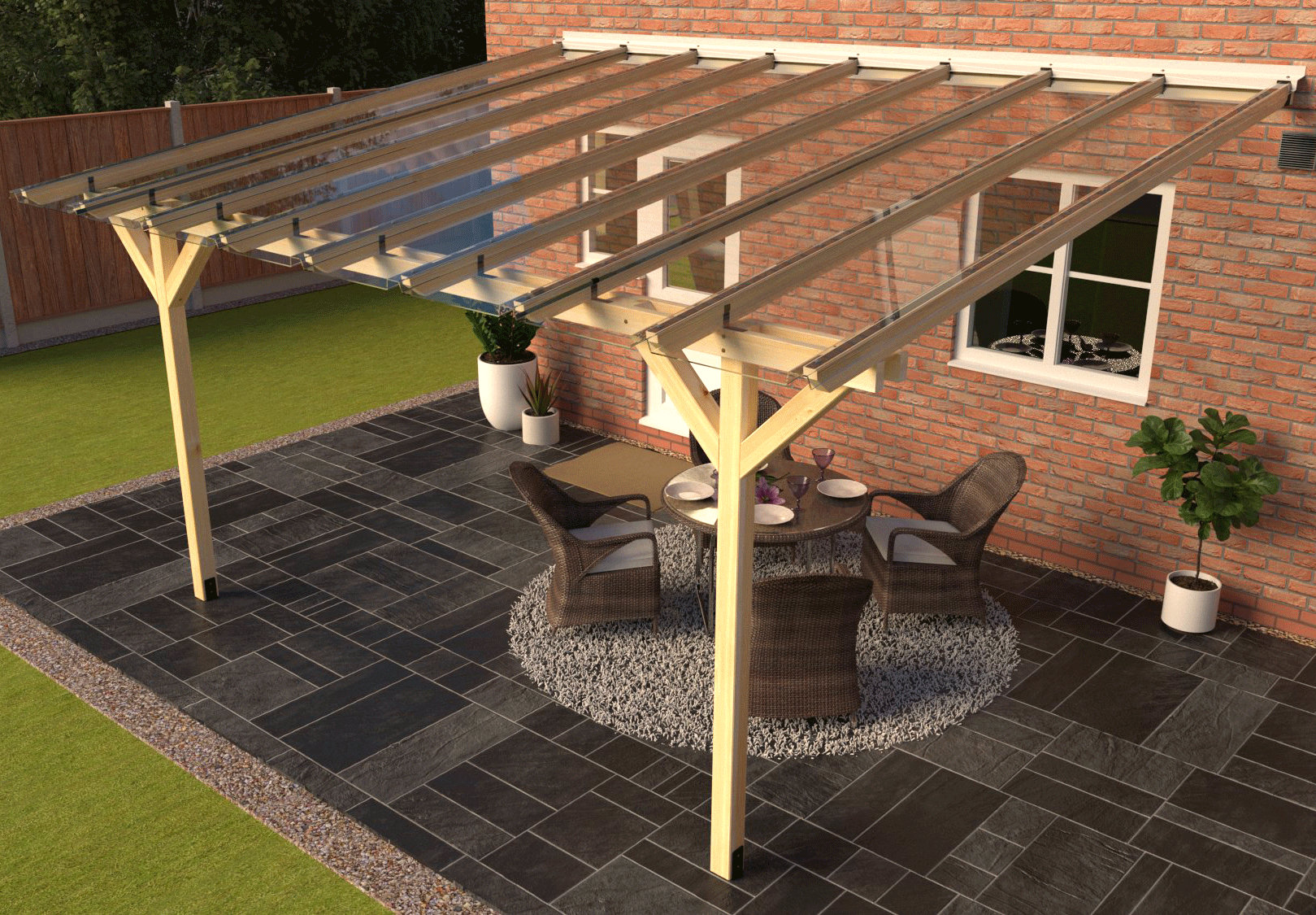 Complete Self-assembly Lean-to Pergola Skylite Kit With EZ Glaze ...