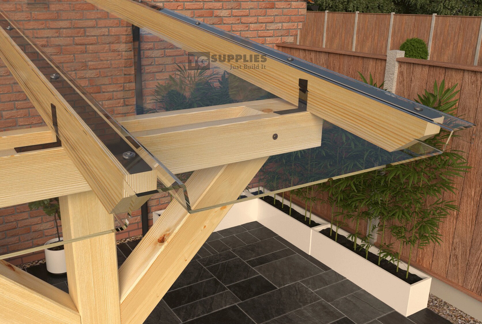 Complete Self-assembly Lean-to Pergola Skylite Kit With EZ Glaze ...