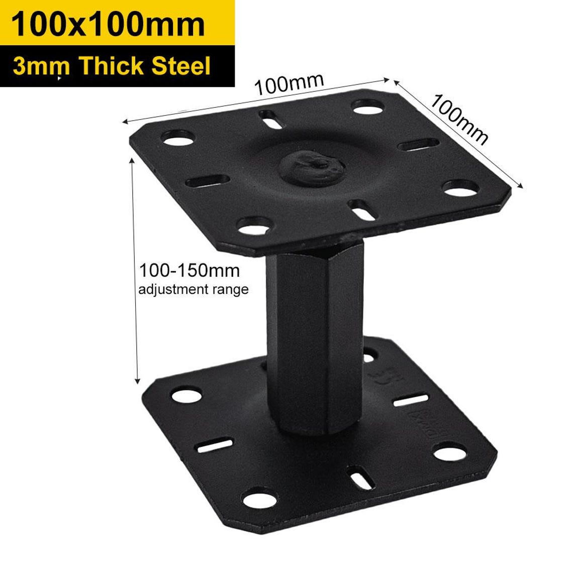 Black Height Adjustable Bolt Down Post Support Support | Adjustable ...