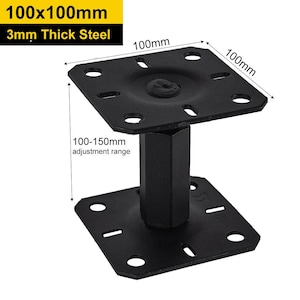 Black Height Adjustable Bolt Down Post Support Support | Adjustable ...