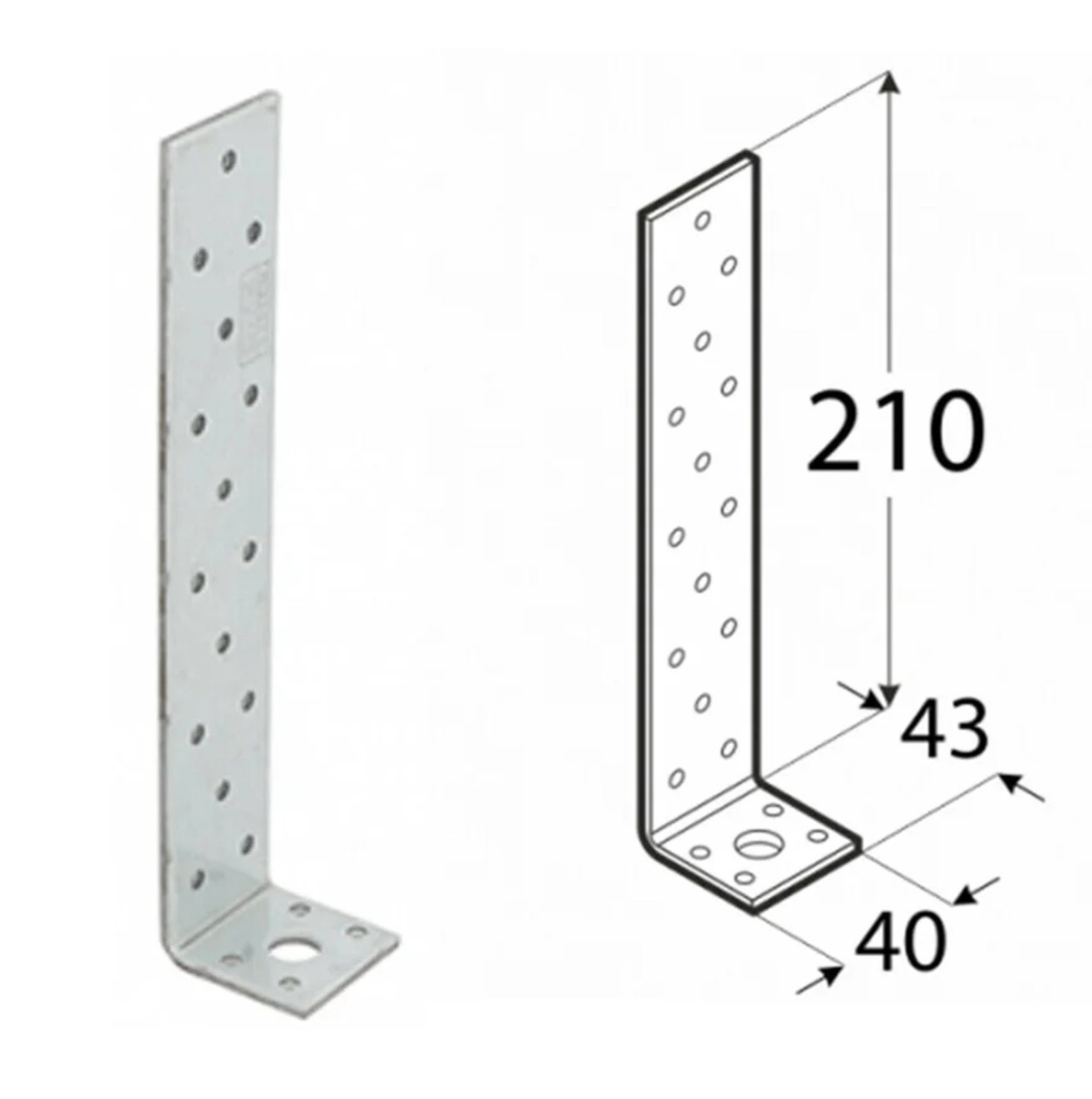 Heavy Duty 4mm Galvanised Long Angle Bracket | L Shape Metal Connector ...