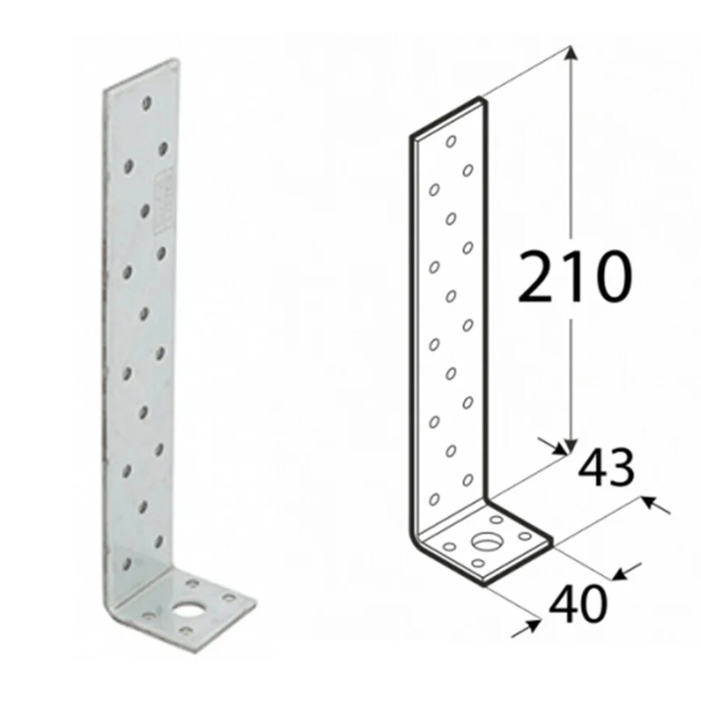 Heavy Duty 4mm Galvanised Long Angle Bracket | L Shape Metal Connector ...