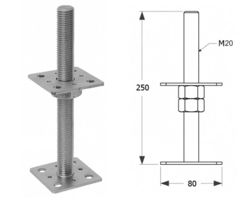 Heavy Duty Galvanised Height Adjustable Pergola Post Support ...