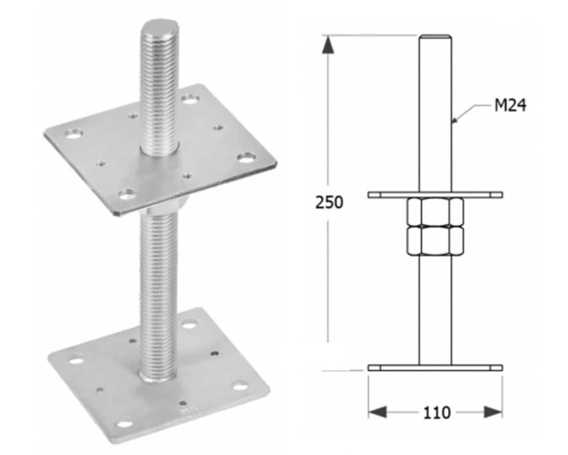 Heavy Duty Galvanised Height Adjustable Pergola Post Support ...