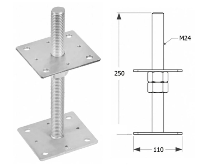 Heavy Duty Galvanised Height Adjustable Pergola Post Support ...