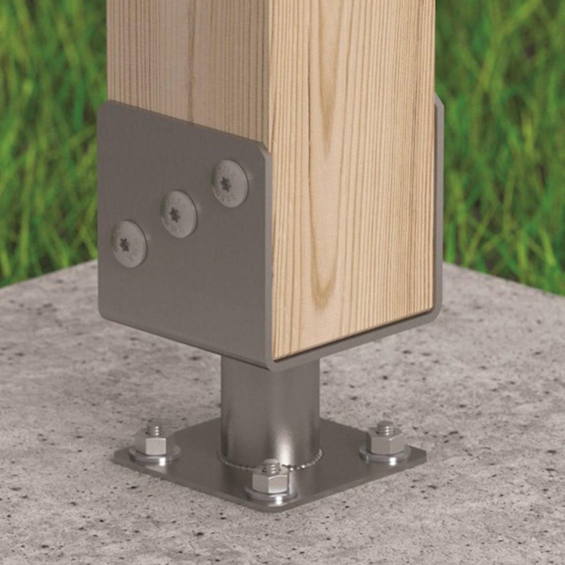 Heavy Duty Galvanised Elevated Bolt Down Pergola Post Support | Post ...