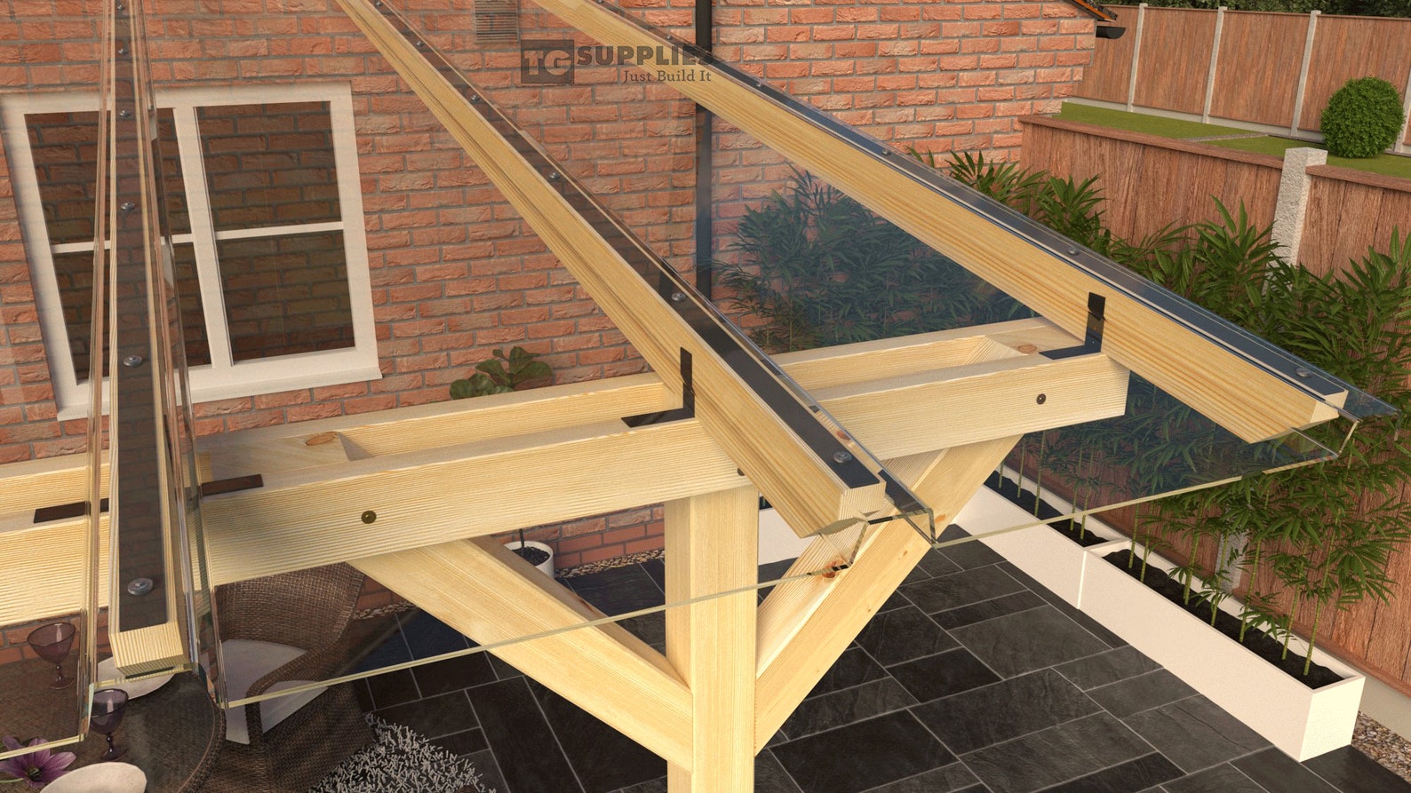 Complete Self-assembly Lean-to Pergola Skylite Kit With EZ Glaze ...