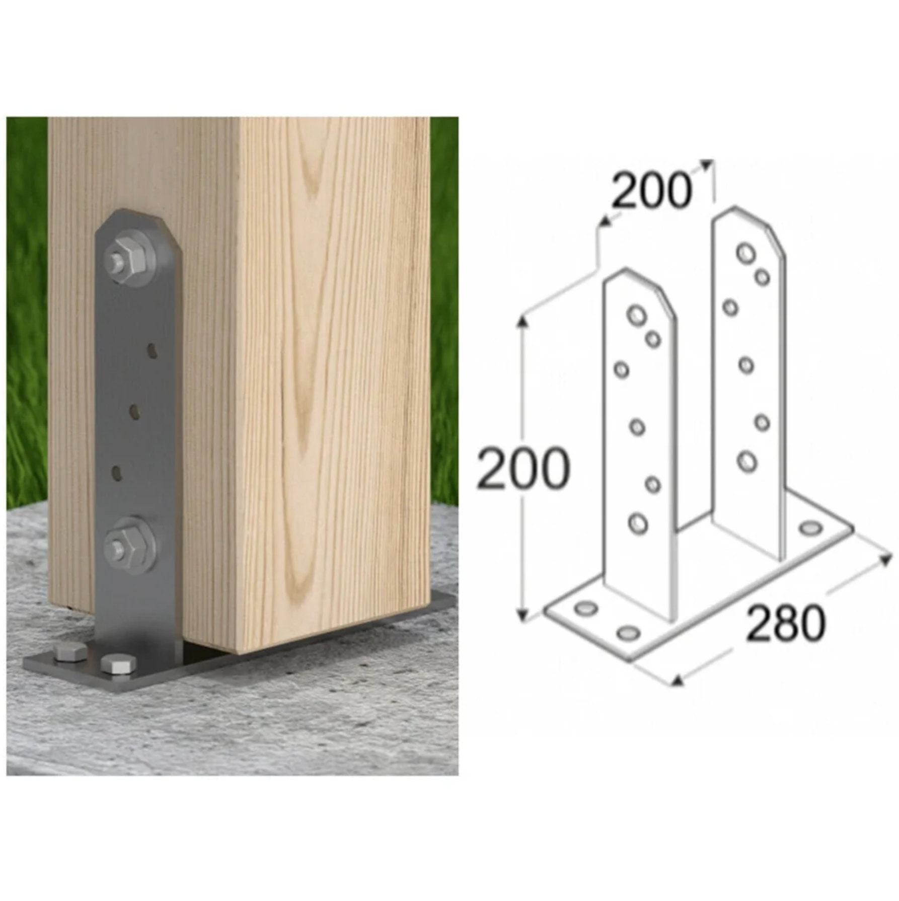 Heavy Duty Hot Dipped Galvanised Bolt Down Pergola Post Support Fence ...