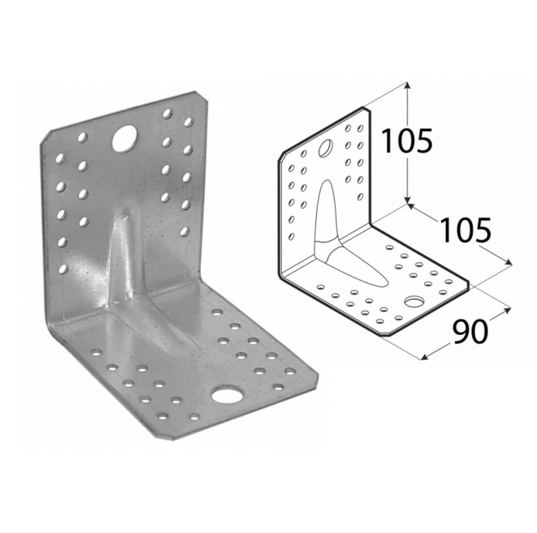 Heavy Duty Galvanised Reinforced Angle Brackets Corner Braces ...