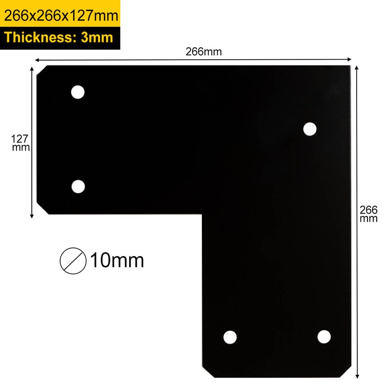 Heavy Duty Black Decorative Pergola Corner Bracket flat Angle Bracket Flat L Plate L Shaped ...