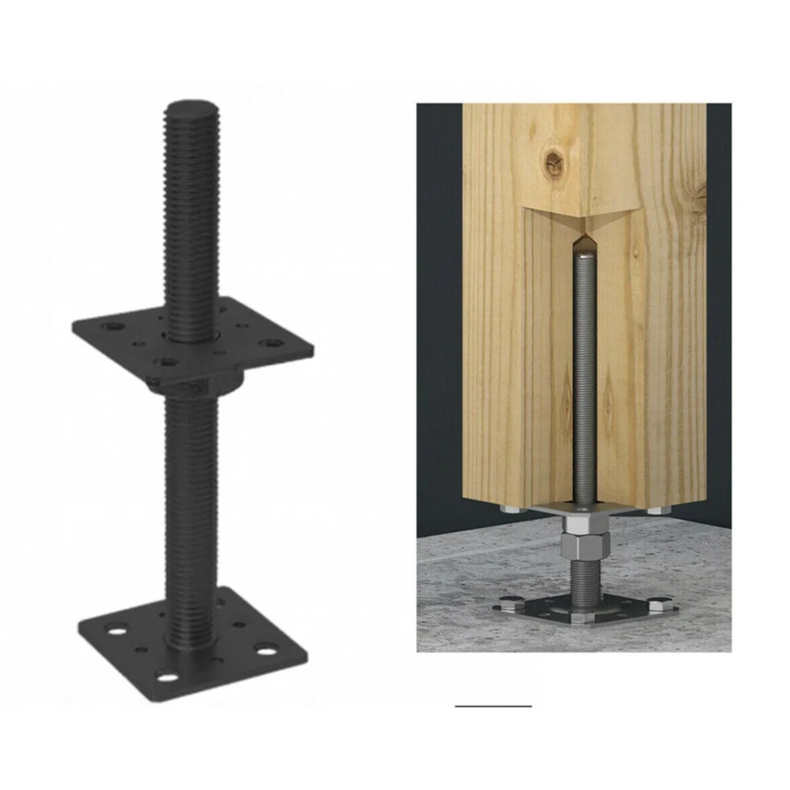 Black Heavy Duty Galvanised Adjustable Pergola Post Support Pergola ...