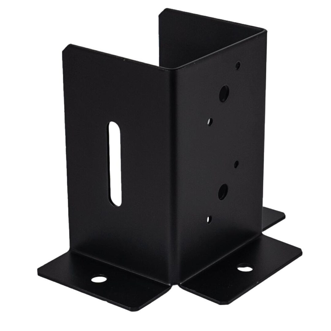Heavy-duty Black Powder-coated Three-way Bolt-down Pergola Post Support ...