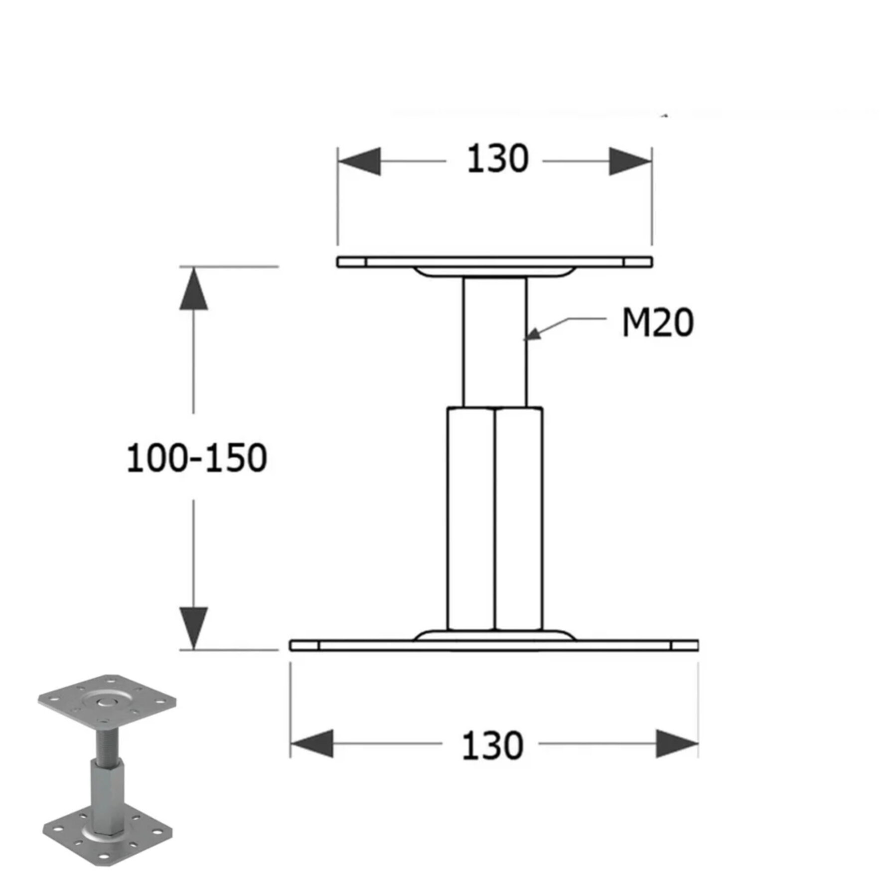 Galvanised Silver Height Adjustable Pergola Post Support Pergola ...