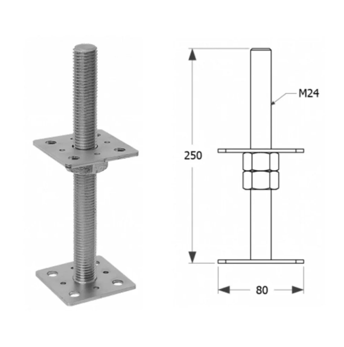 Heavy Duty Galvanised Height Adjustable Pergola Post Support ...