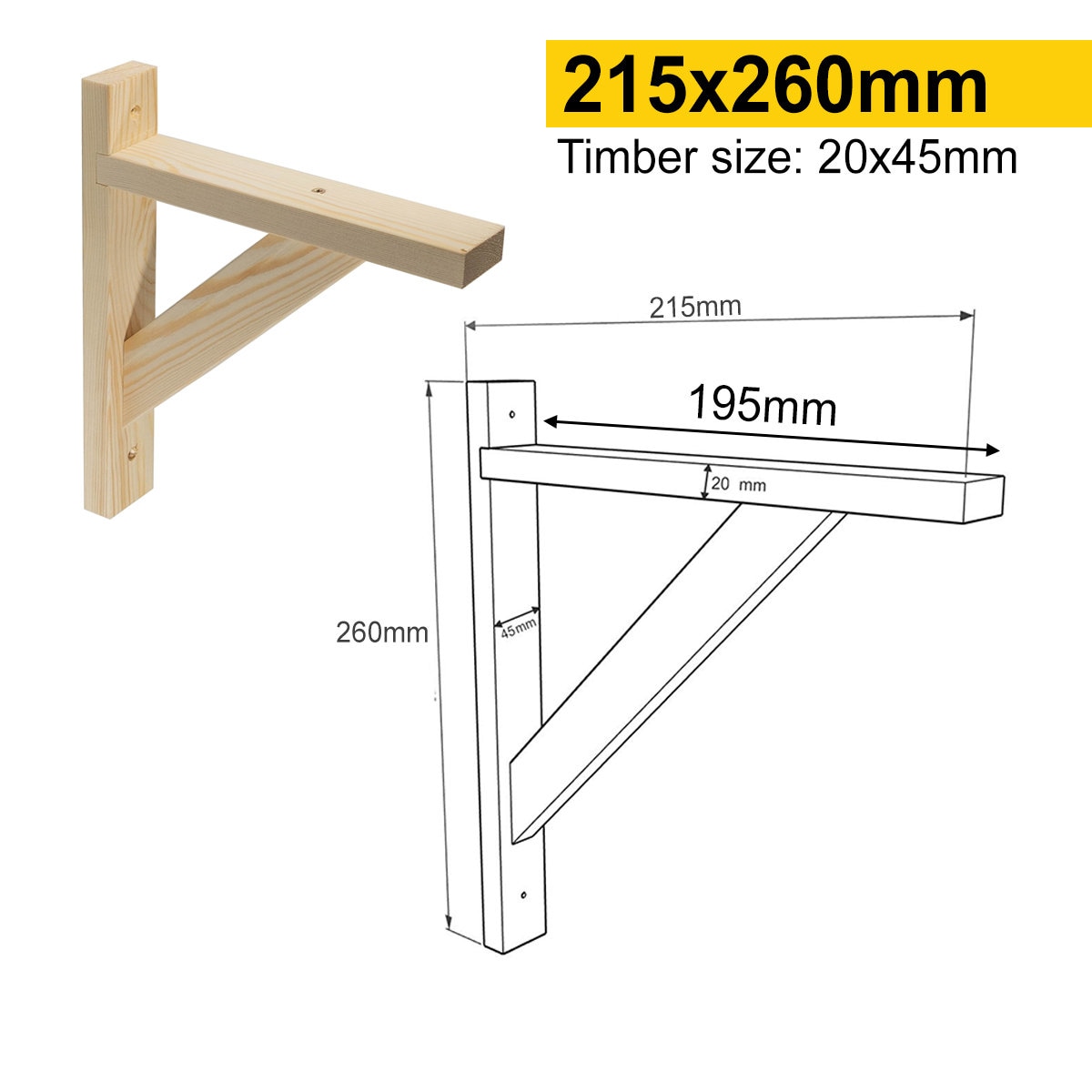 Single Heavy Duty Large Wooden Shelf Bracket Timber Shelf Bracket Shelf ...
