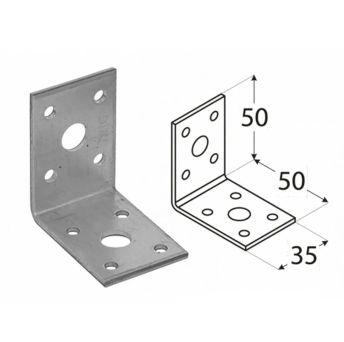 Heavy Duty Galvanised 2.5mm Thick Angle Brackets L Shape Corner Braces ...