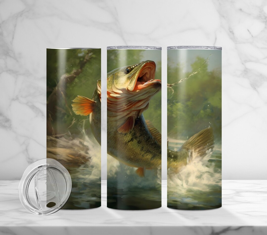 Large Mouth Bass Tumbler Wrap, Straight & Tapered Wrap, Sublimation ...