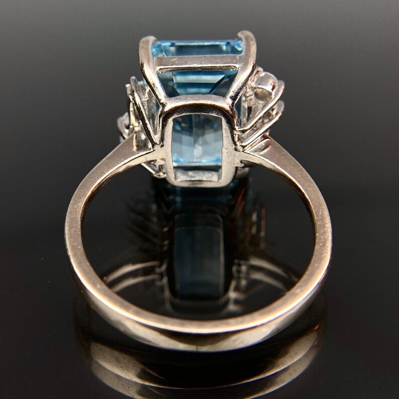 H. Stern 18k Emerald-cut Aquamarine & Diamond White Gold Ring Size 5.5 ...