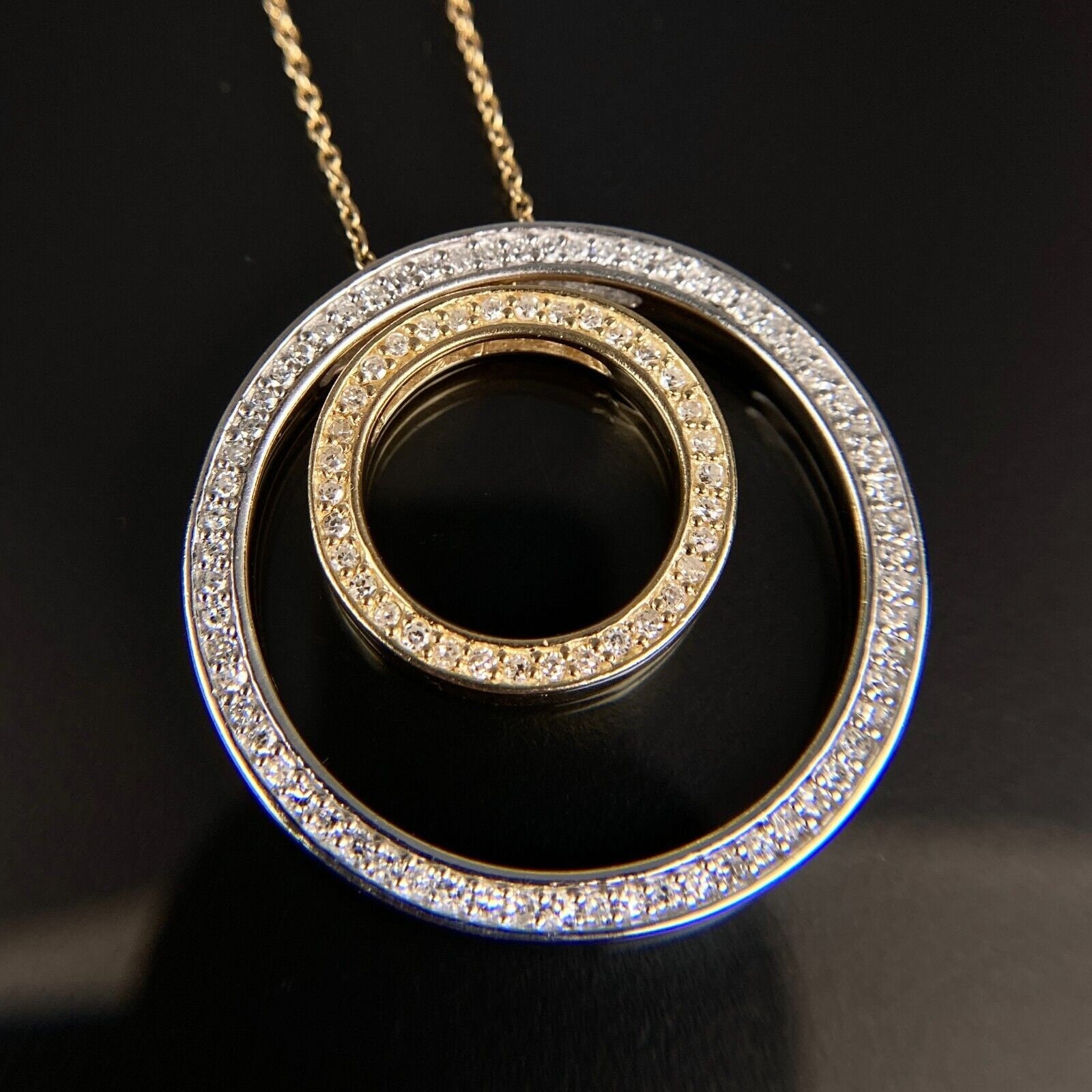 EFFY BH 14k Yellow & White Gold Diamond Circle Eternity Pendant W 18 ...