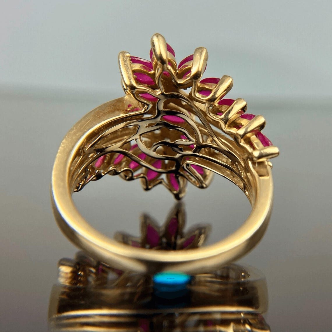EFFY Ruby Royale 14k Marquise Ruby & Diamond Yellow Gold Ring Size 6.75 ...