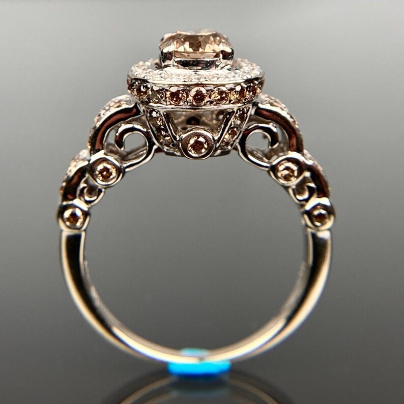 Le Vian 14k Chocolate Diamond Halo Engagement Solitaire White Gold Ring ...