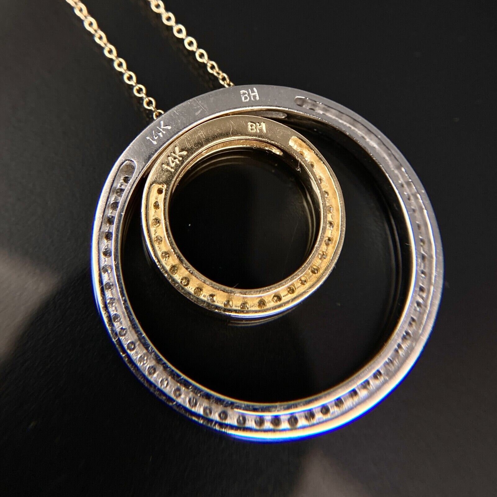 EFFY BH 14k Yellow & White Gold Diamond Circle Eternity Pendant W 18 ...