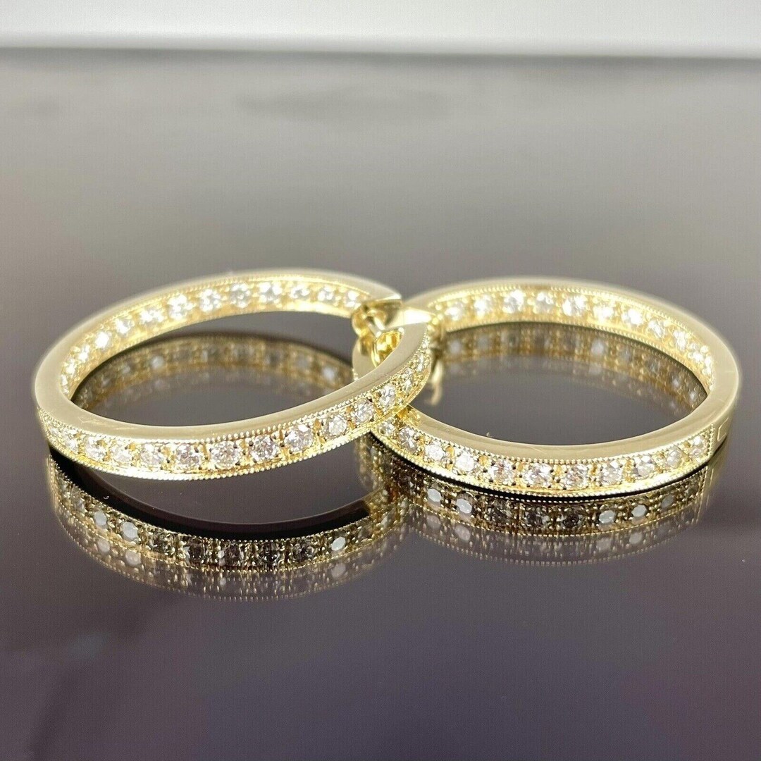 Sonia Bitton ~2~ TCW 14k Diamond Circle Inside Out Hoop Yellow Gold ...
