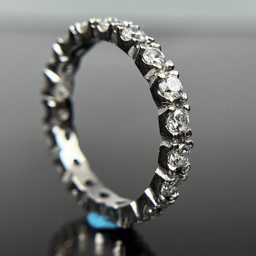 14k Diamond Eternity Band White Gold Ring Size 4.75 ~ 0.76 CTW ~ - Etsy