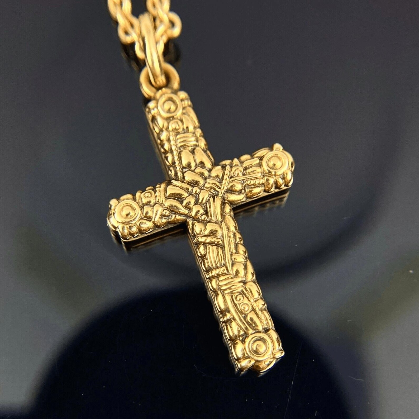 Alex Sepkus 18k Yellow Gold Cross Necklace With 18.25" Necklace - Etsy