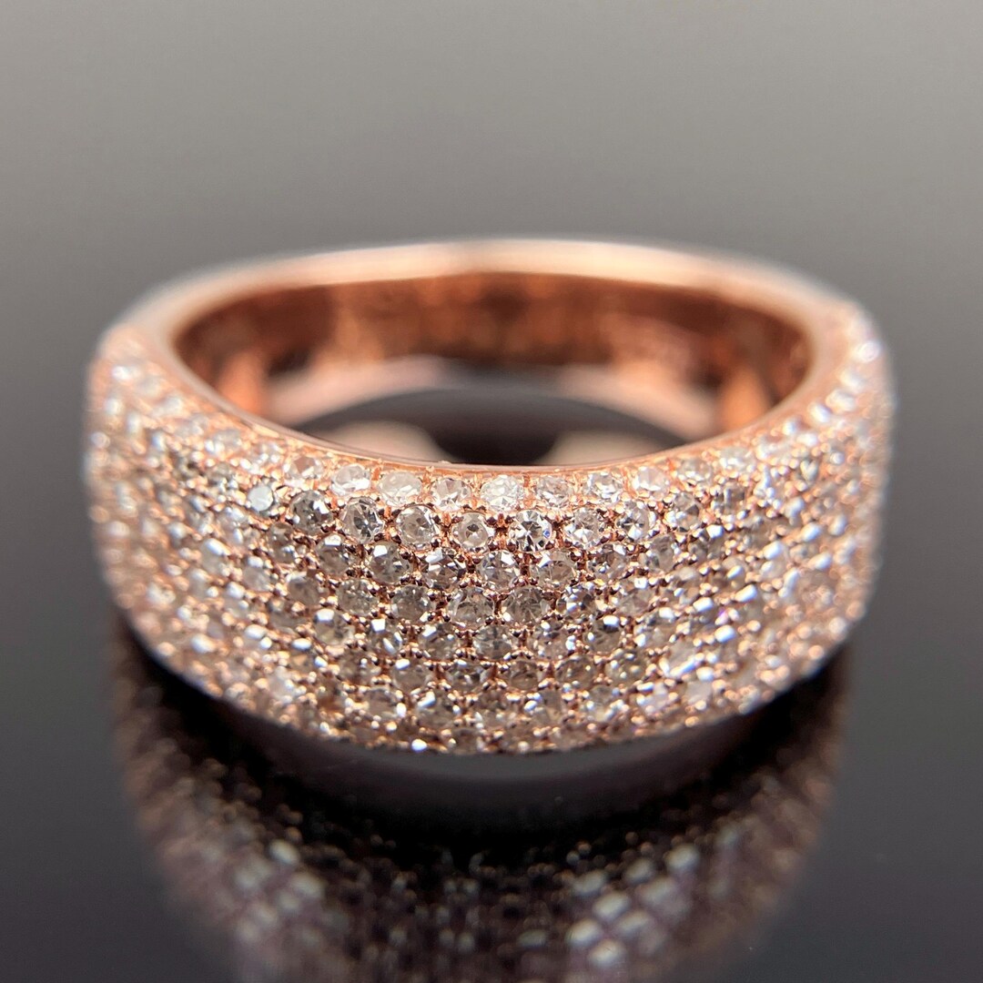 EFFY 14k Pavé Diamond Rose Gold Ring Band Size 5.25 - Etsy