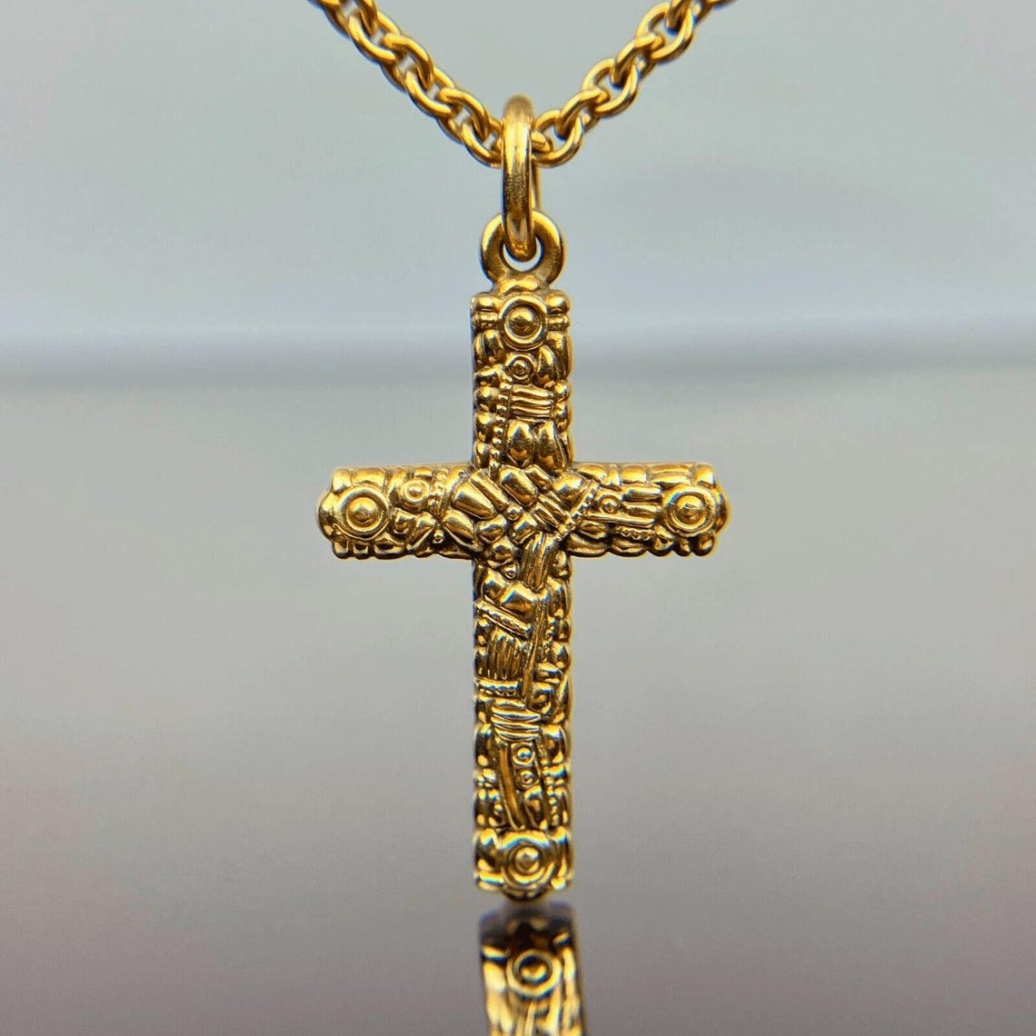 Alex Sepkus 18k Yellow Gold Cross Necklace With 18.25" Necklace - Etsy
