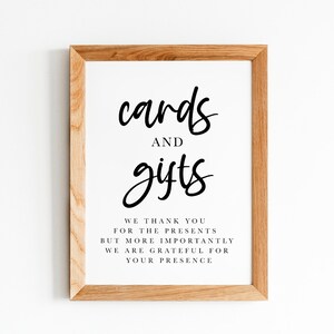 Cards and Gifts Sign, We Thank You for the Presents and Grateful for ...