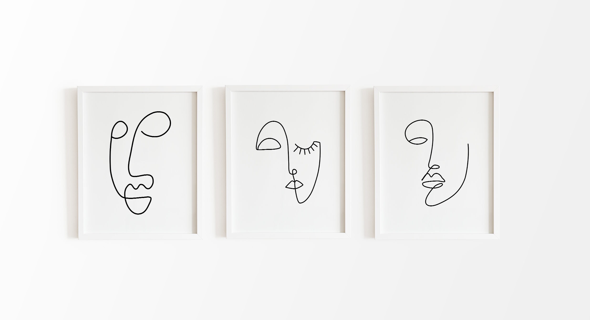 Set of 3 Abstract Wall Prints, Face Line Drawing , Line Art, Abstract ...