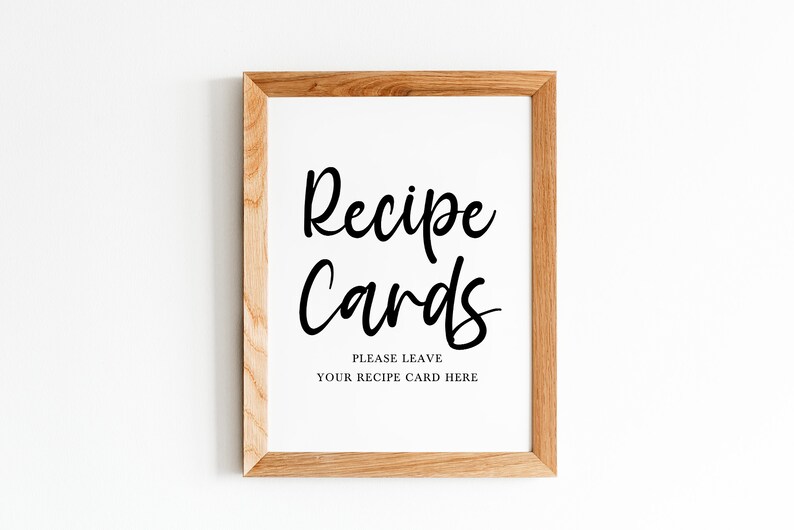 Recipe Cards Sign, Please Leave Your Recipe Cards Here, Wedding Signs ...