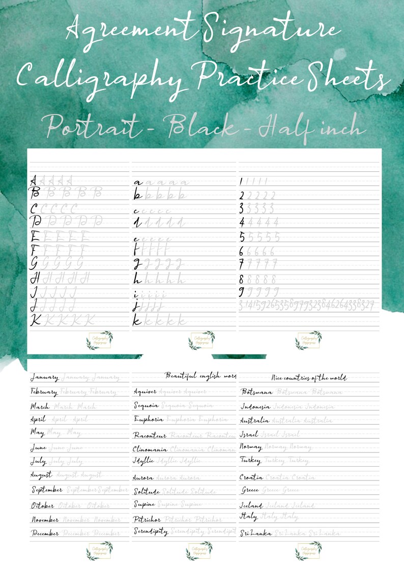 Agreement Signature Designer Font Installer + Calligraphy Practice ...
