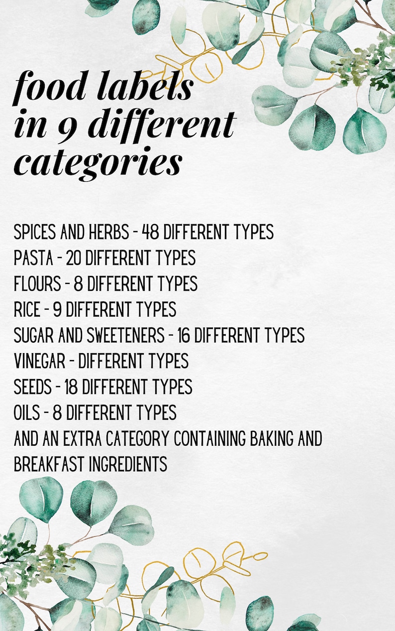 Food Jar Container Minimal Labels | Kitchen Organisation Labels ...