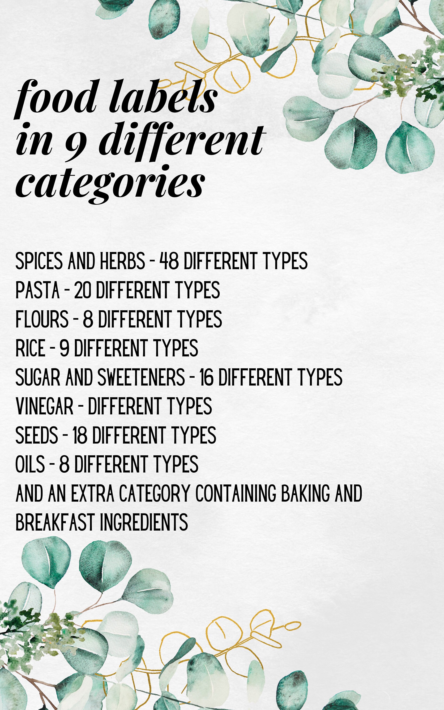 Food Jar Container Minimal Labels | Kitchen Organisation Labels ...